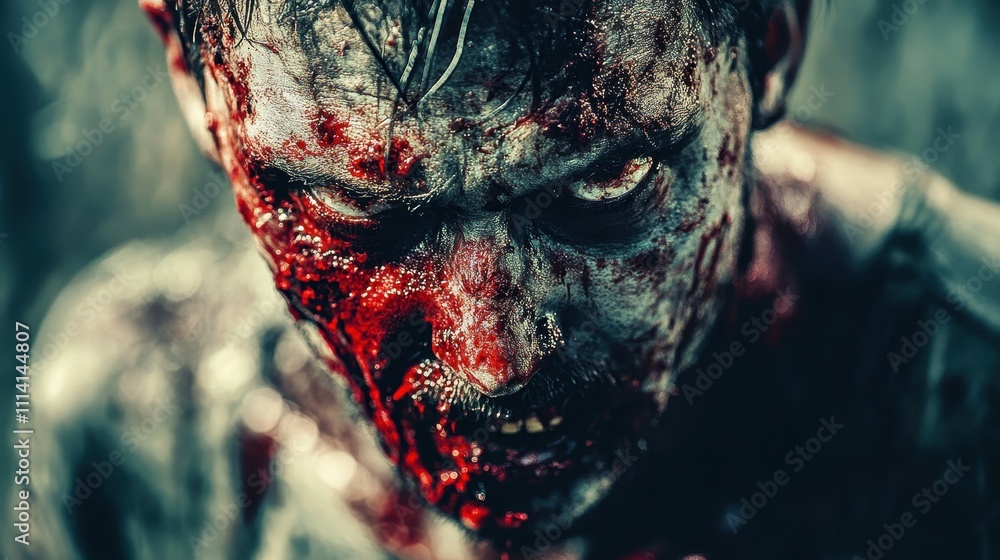 The Hunger Within: A blood-soaked zombie, muscles taut with rigor ...