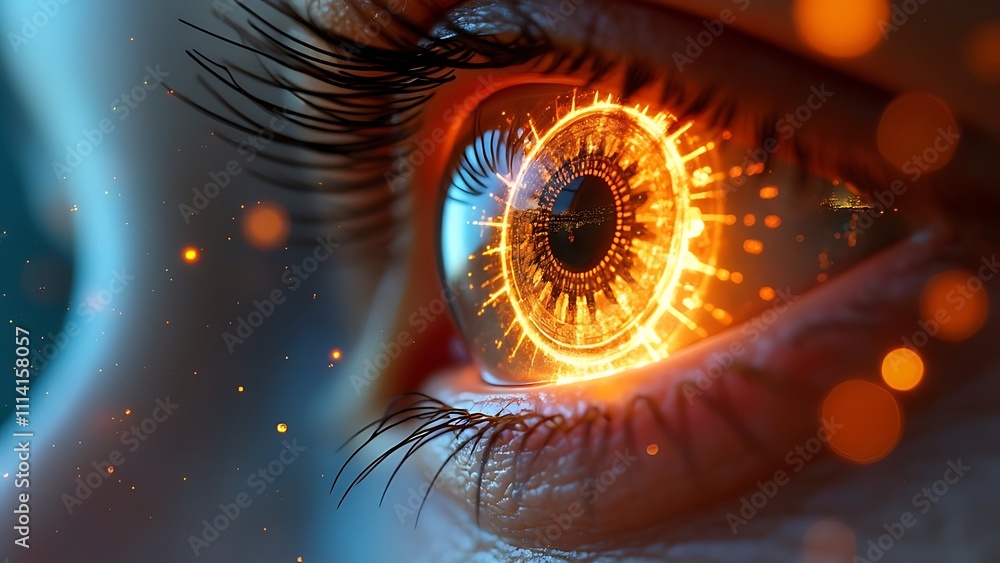 Cyberpunk Glowing Eye with Futuristic Circuitry Design, Hyper-Realistic ...