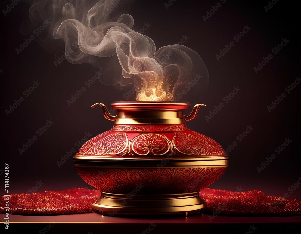 red gold arabic bukhoor burner agarwood incense mabkhara smoke black ...