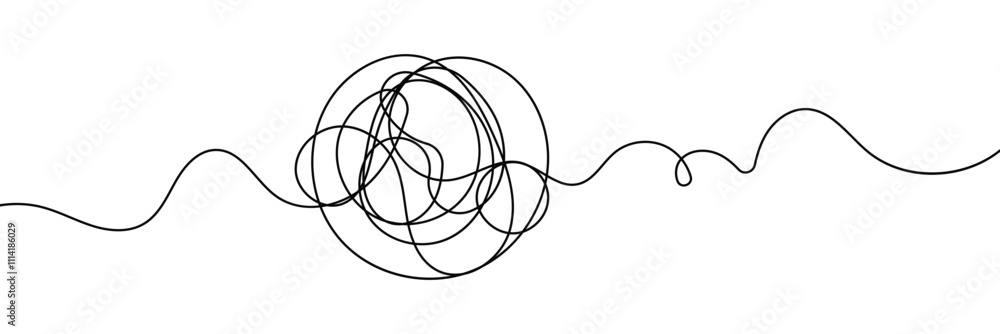 hand-drawn scribbles of tangled intertwined lines in different shapes ...