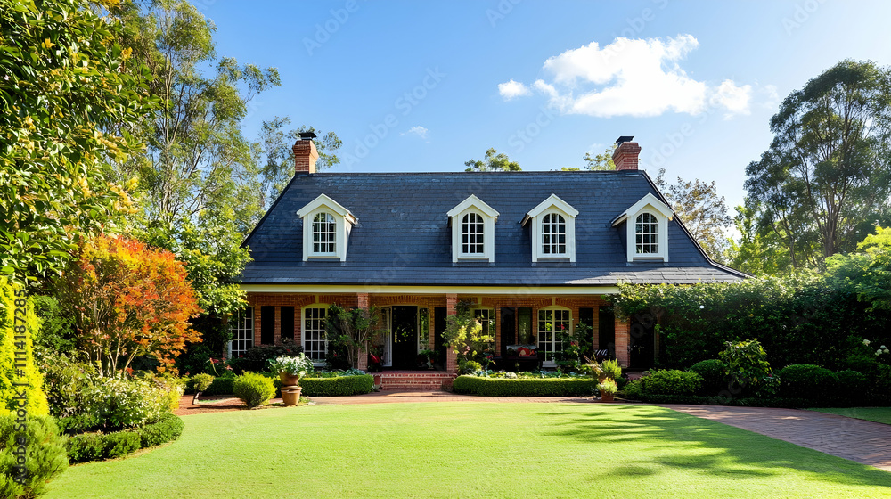 Romantic French Provincial Chateau with Mansard Roof and Formal Gardens ...