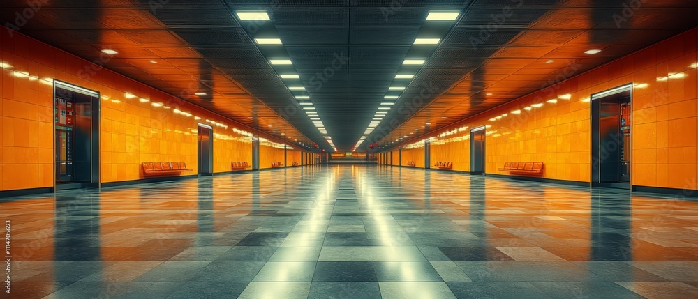 This mockup shows three empty spaces in a bus station. It's rendered in ...