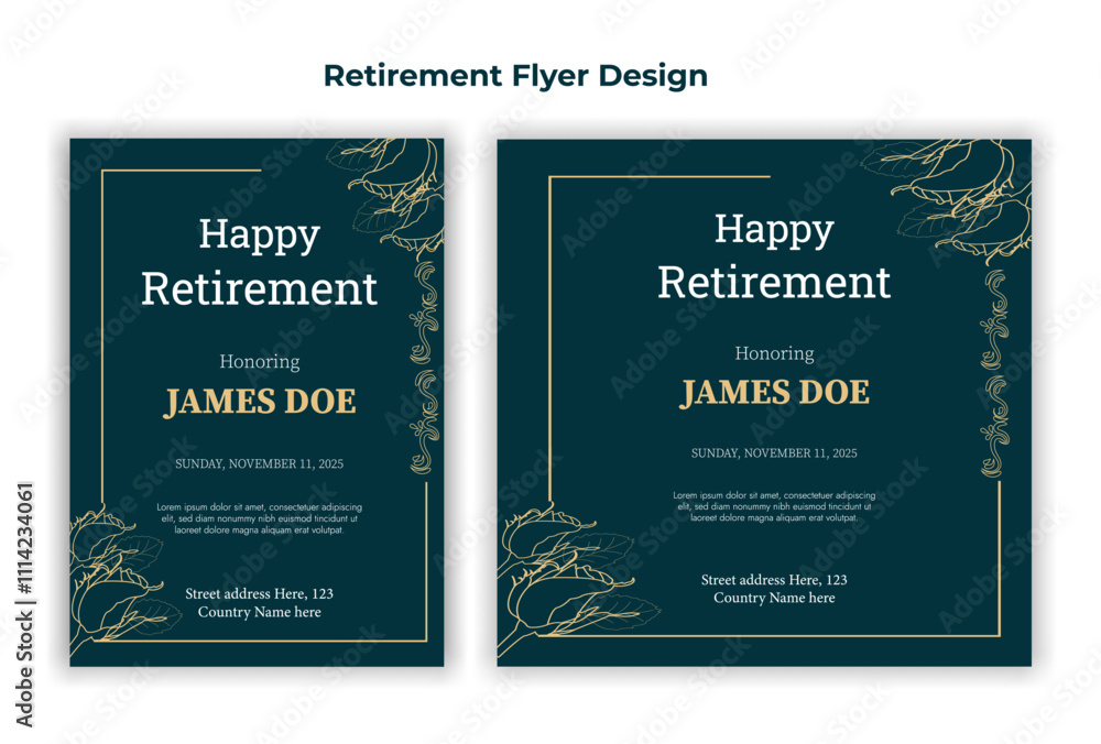 Retirement flyer. Happy retirement flyer. vintage. traditional. boho ...