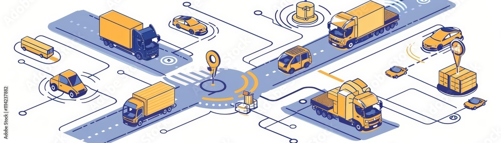 Cartoon depicting efficient logistics management with AI Stock ...
