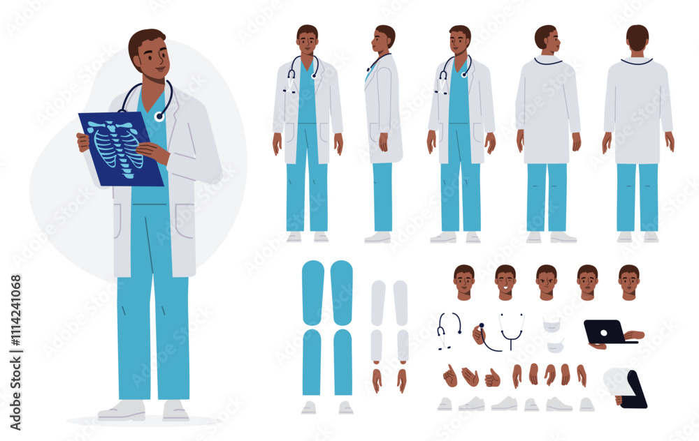 Male doctor surgeon, radiologist in hospital. Character constructor for ...