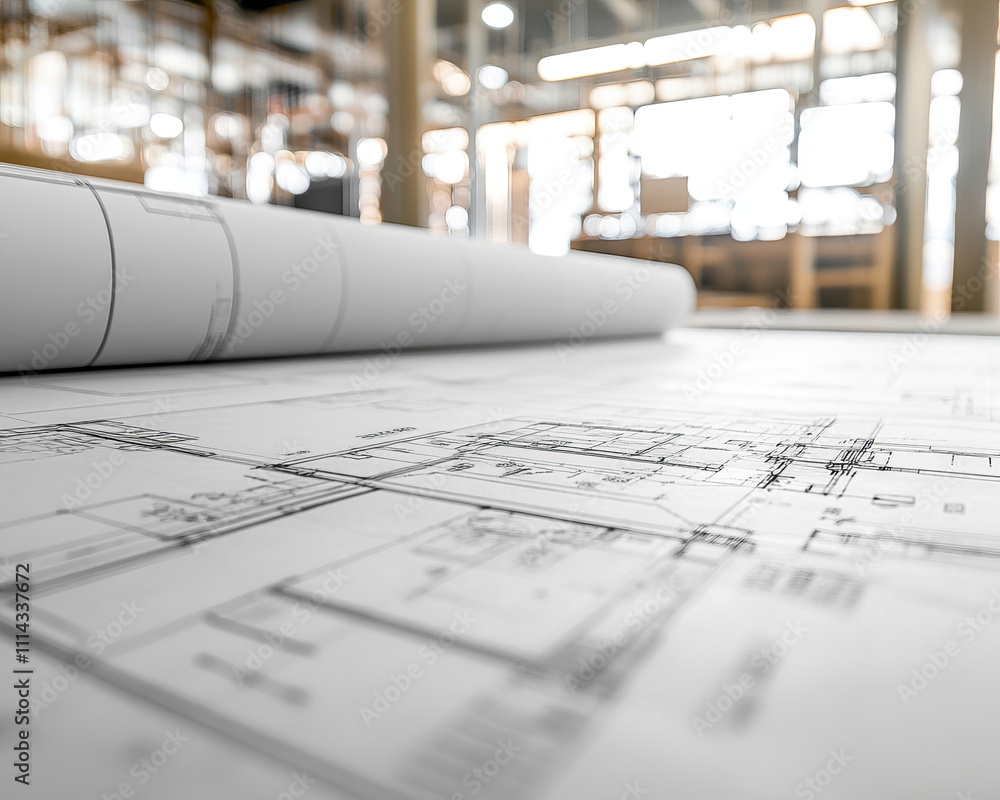 Blueprints and construction plans for secure server room layout Stock ...