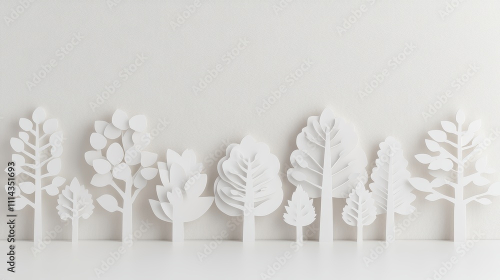 White paper cut trees, an enchanting display of art and craft for ...