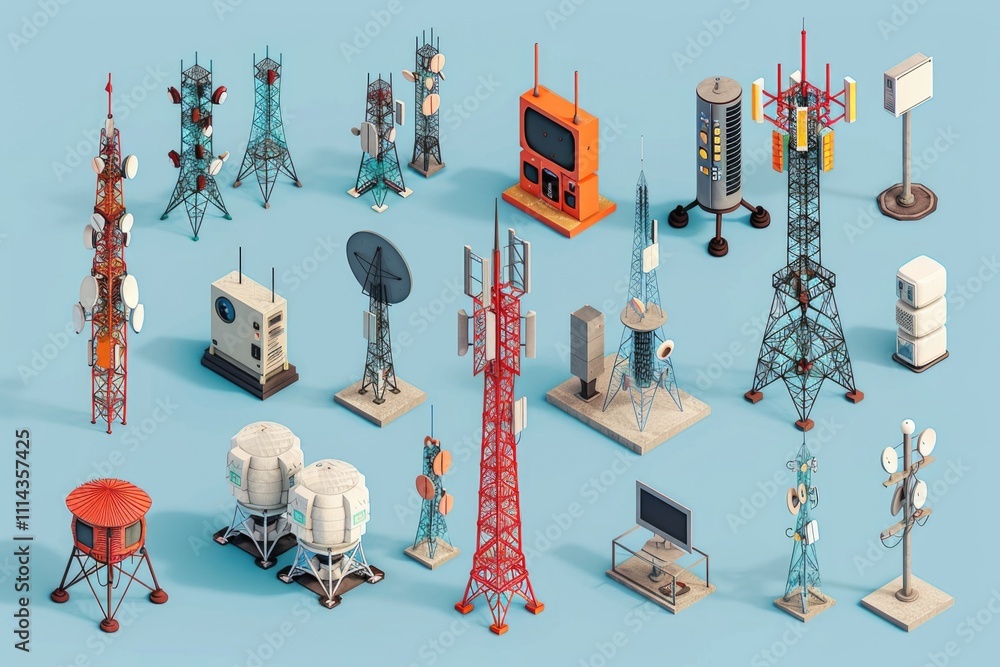 Image of various cell tower designs with different antenna types ...