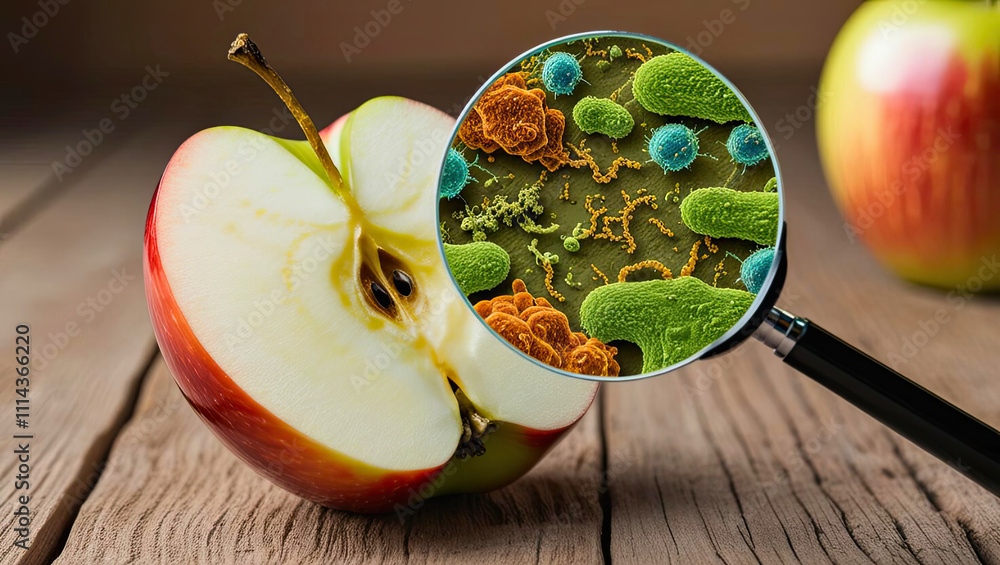 Exploring microorganisms in an apple slice kitchen table scientific ...