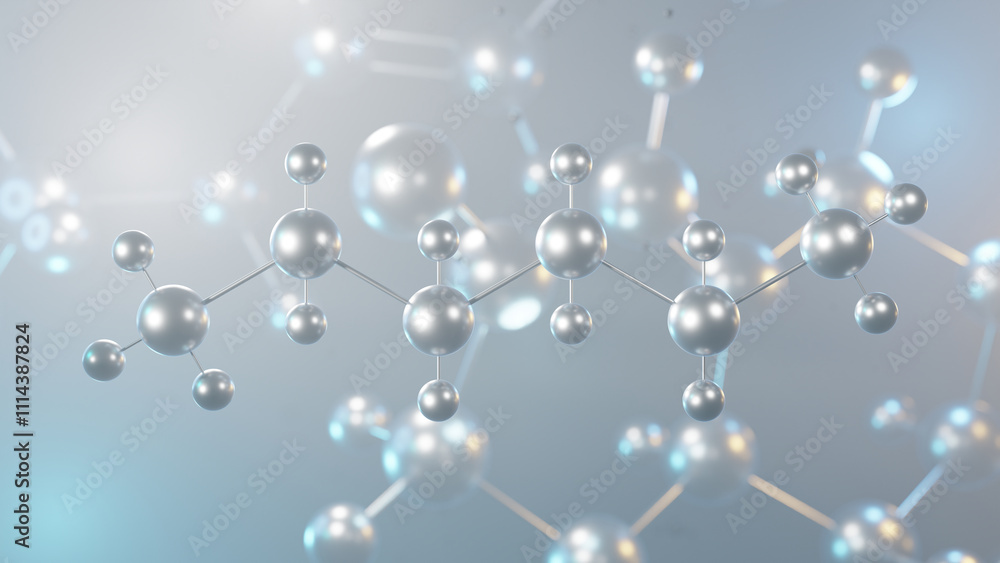hexane molecular structure, 3d model molecule, n-hexane, structural ...