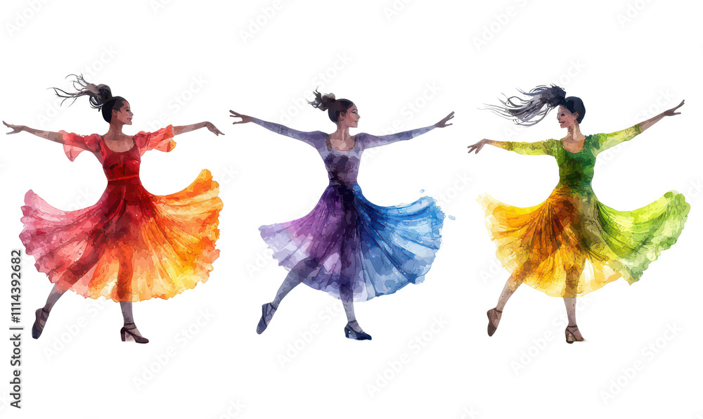 Vibrant dance performance by a woman art studio digital illustration ...