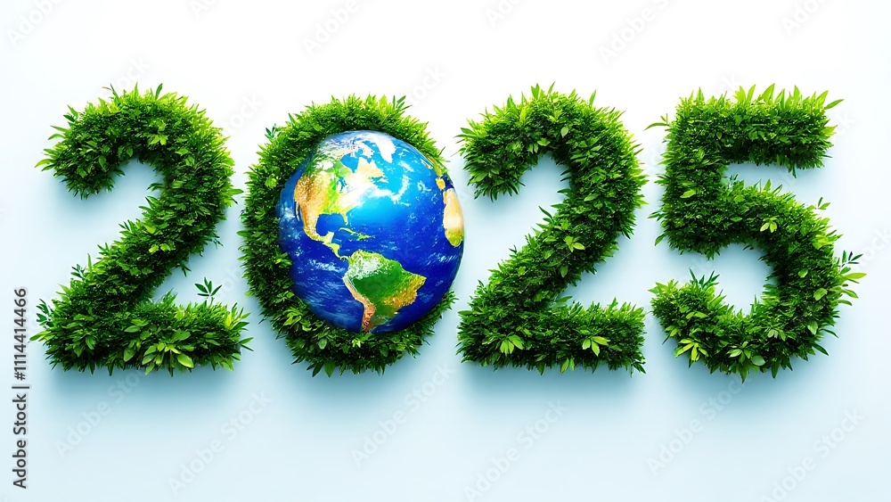 New Year 2025 green recycling and save our planet and earth environment ...