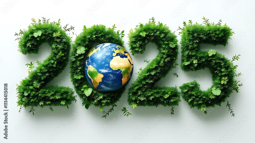 New Year 2025 green recycling and save our planet and earth environment ...