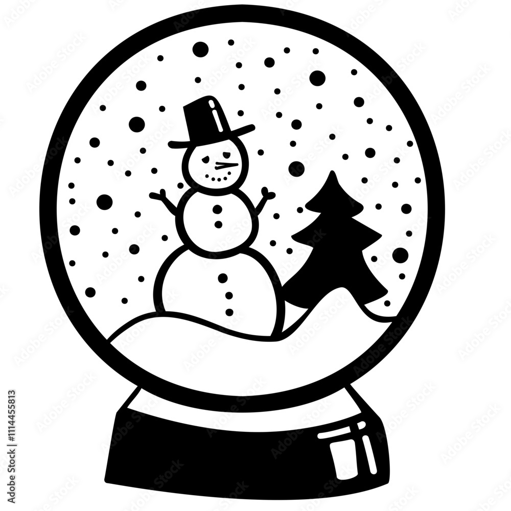 Christmas snow globe outline vector SVG, Holiday snowball with ...