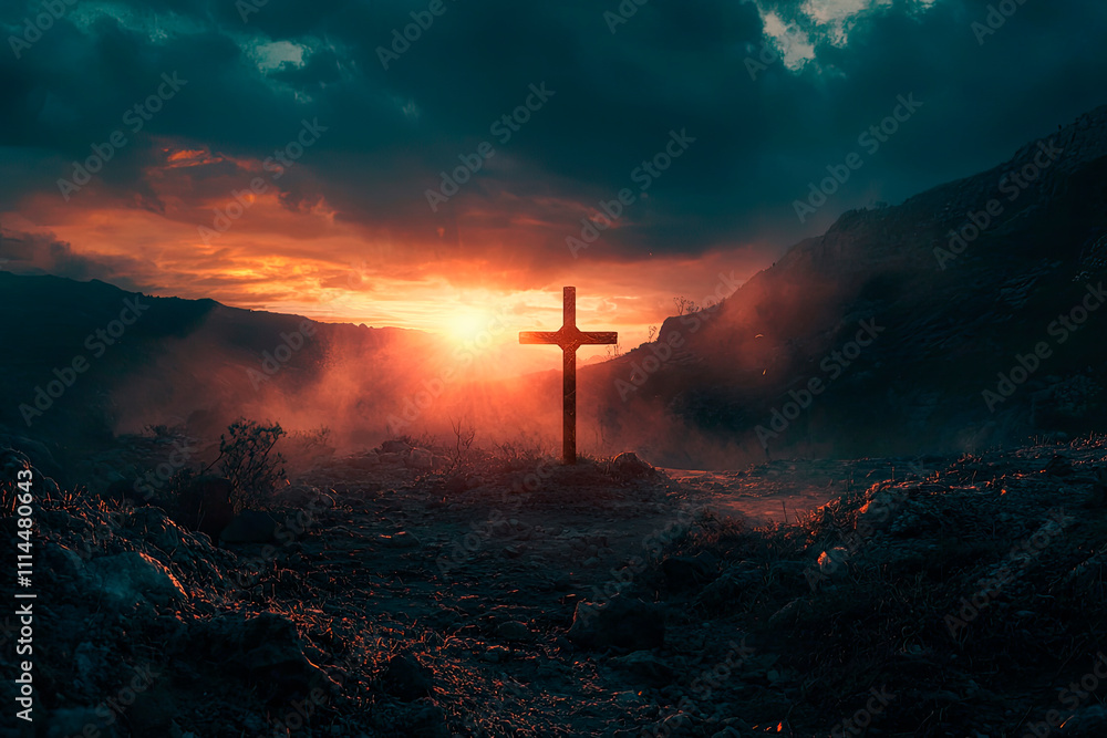 Jesus Christ cross. Easter, resurrection concept. Cross of Jesus Christ ...