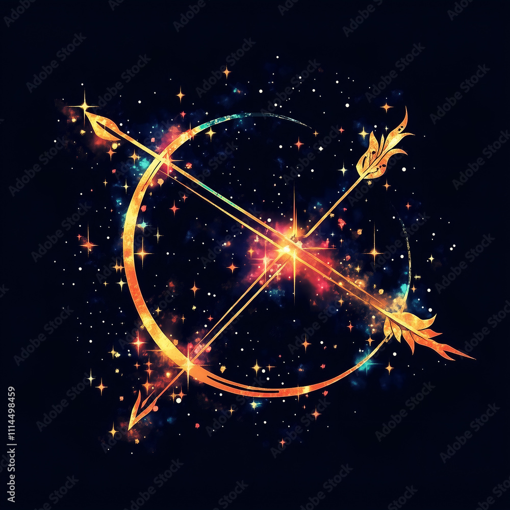 zodiac sign Sagittarius; abstract two arrows shape as sagittarius ...