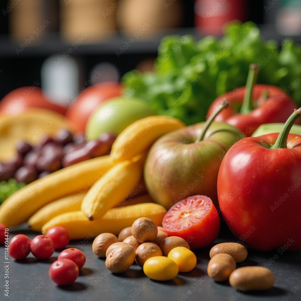 Healthy fruits veggies vs unhealthy fast food sweets and pastries ...