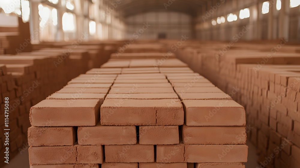 Brick Factory with Brick Firing Process - Industrial Scene Showing the ...