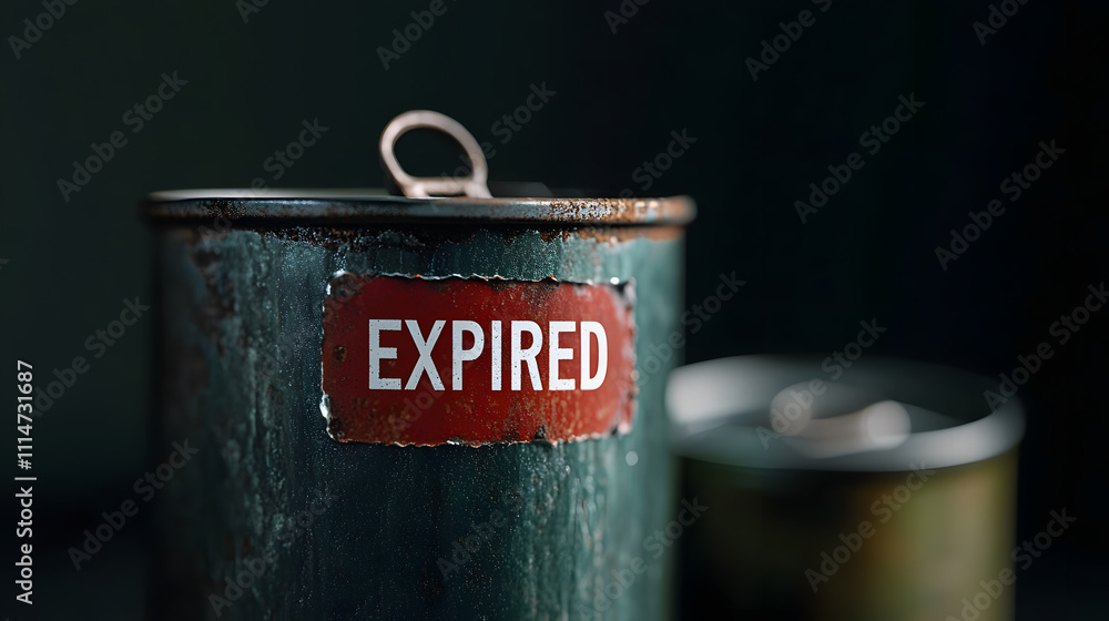 Open Food Can with an ‘EXPIRED’ Stamp - Warning Symbol of Food Safety ...