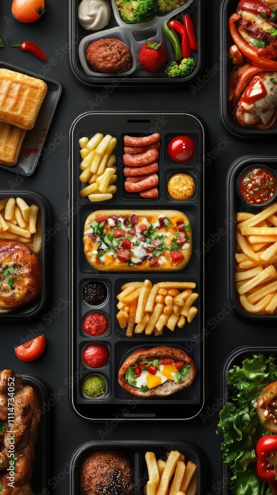 Modern food delivery mobile app template. food vectors. Ultra realistic ...