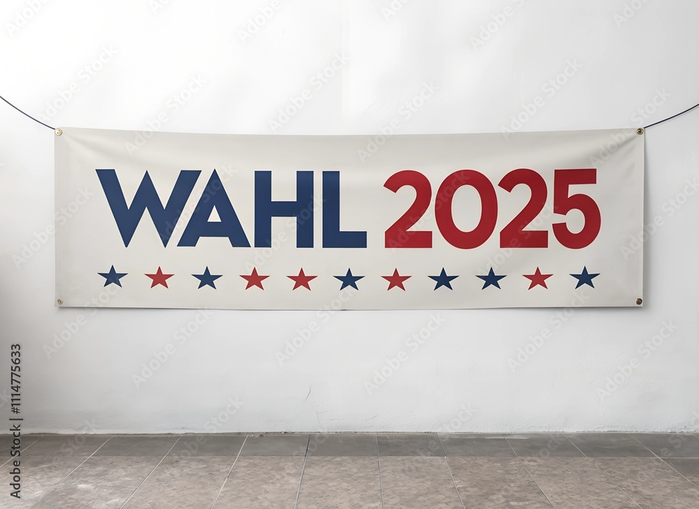 Foto de Stock Minimalistic election banner with "WAHL 2025" in bold ...