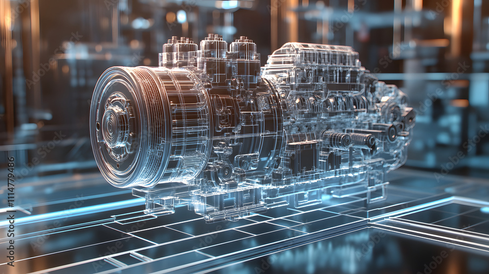 Engineering designer design 3D CAD software program Industrial engine ...