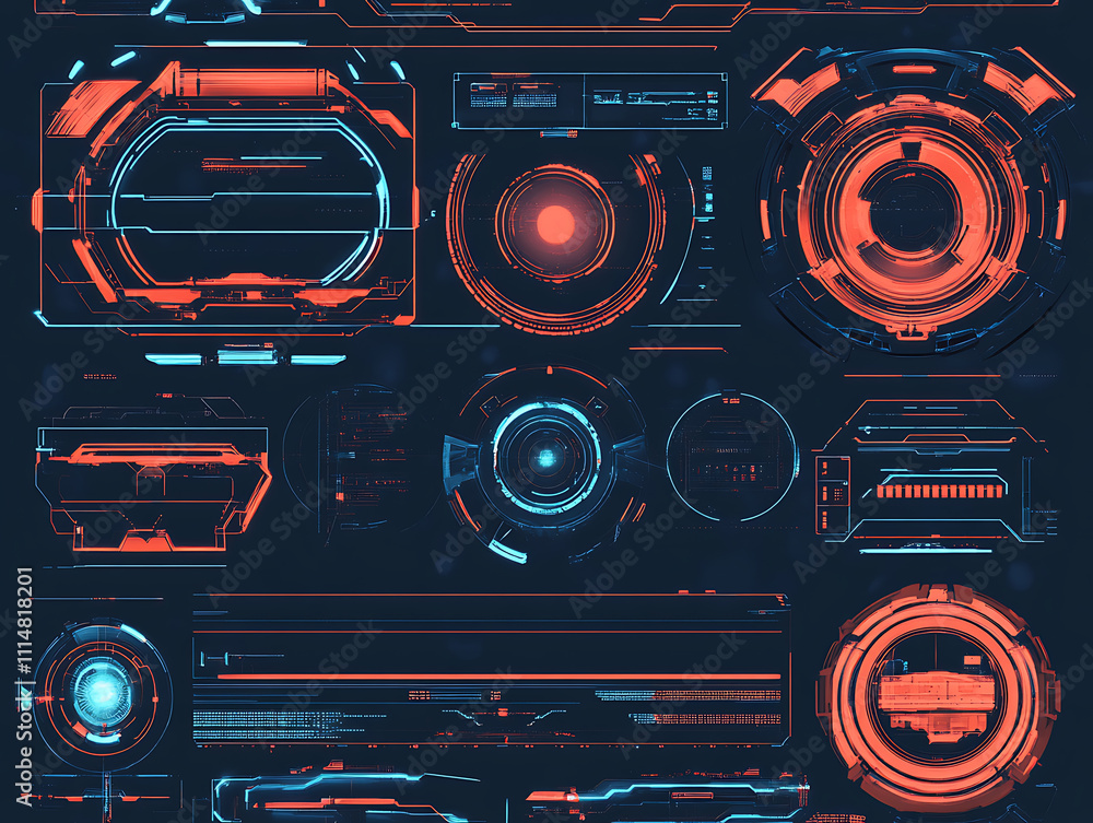 Hud round frames and borders, hud, gui for game background design ...