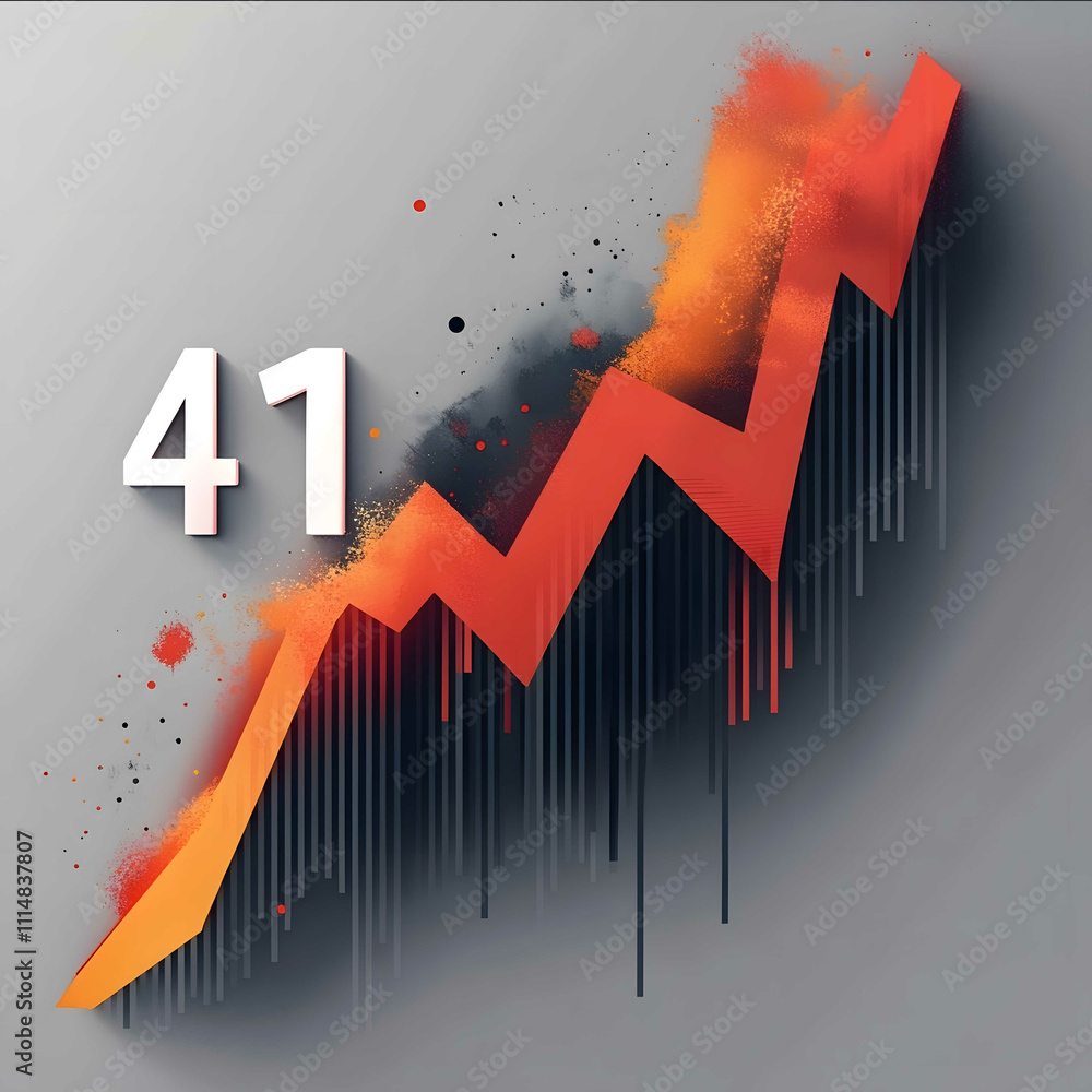 dramatic graphic depicting a 41 increase including the number 41 in the graph cinamatic Stock ...