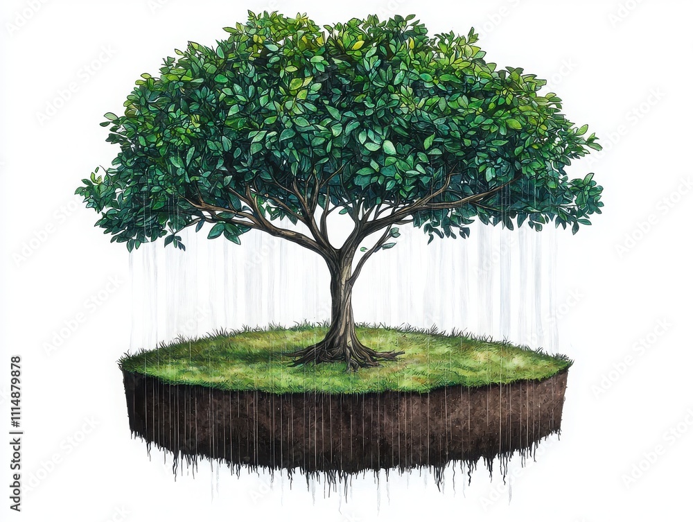 Tree canopy water release phenomenon forest environment conceptual ...