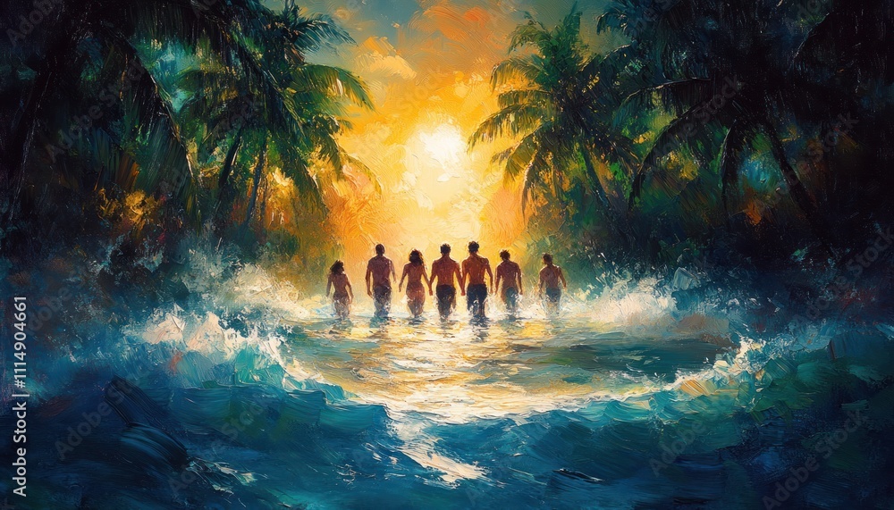 Baptism of Jesus Christ by John the Baptist in the Jordan River with ...