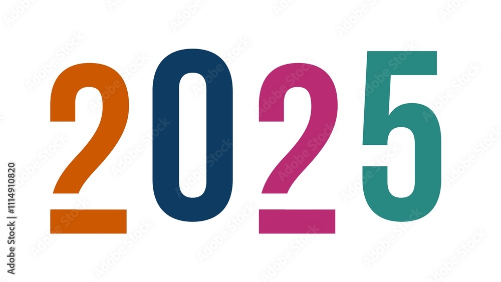 2025 typography design concept. 2025 new year logo design. Stock ...