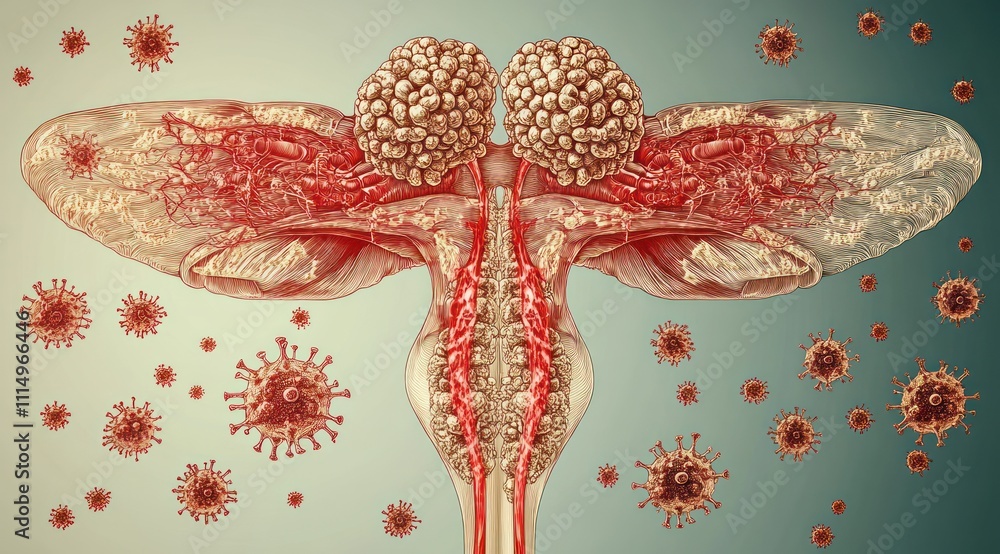 Anatomical Illustration of Female Reproductive System with Focus on ...