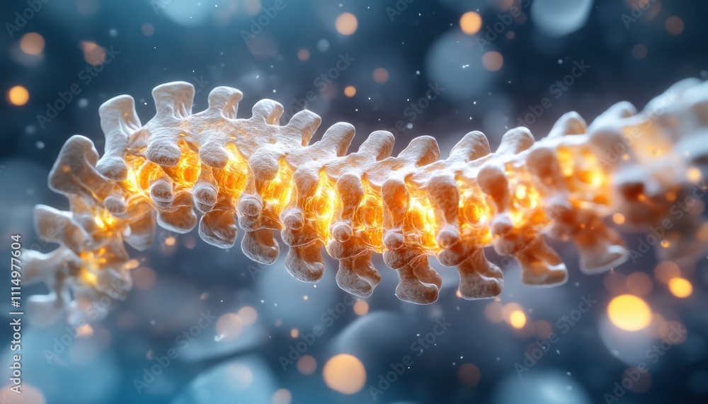 3D Anatomical Illustration of Human Spine Cross Section with Vertebrae ...