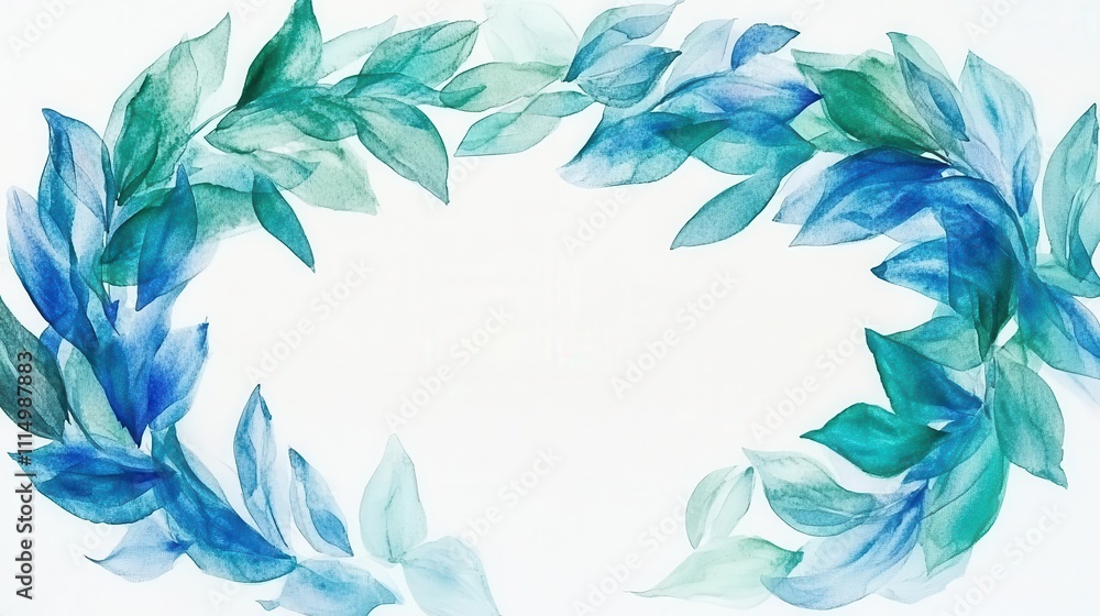 delicate emerald and sky blue watercolor swashes forming an abstract ...