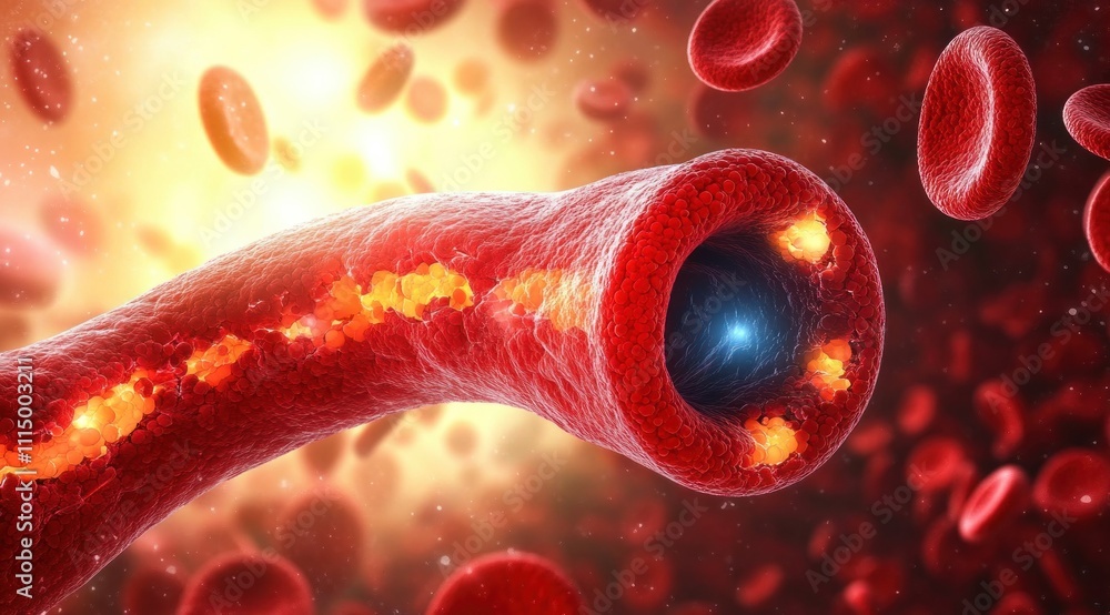 3D Medical Illustration of Human Blood Vessels Anatomy with Flowing ...