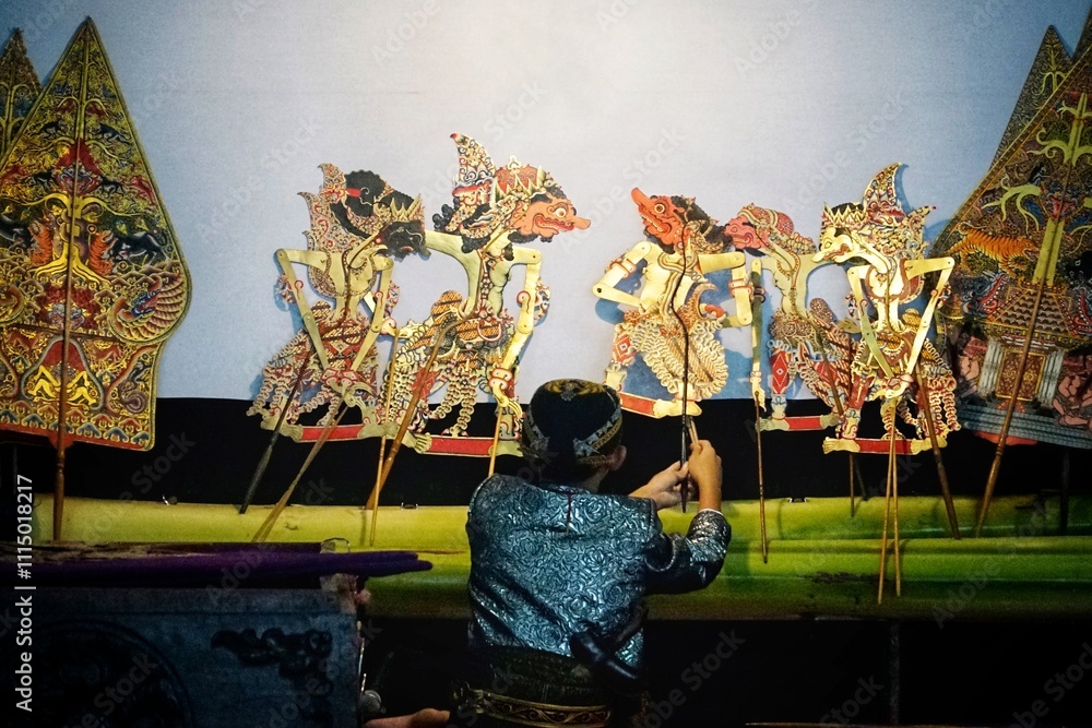 Wayang kulit or puppet traditional art from Java, Indonesia in regional ...