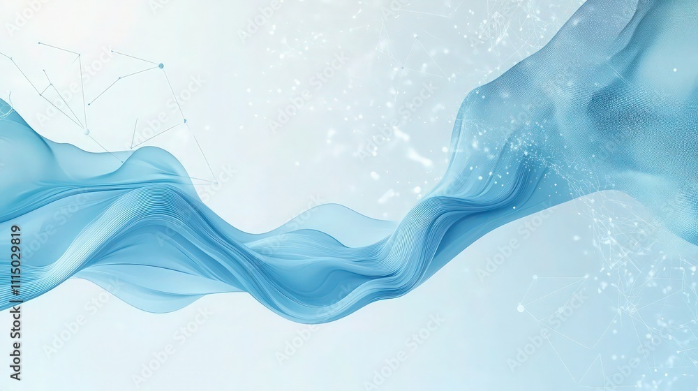 Bright light blue dynamic medical fluid background with geometric ...