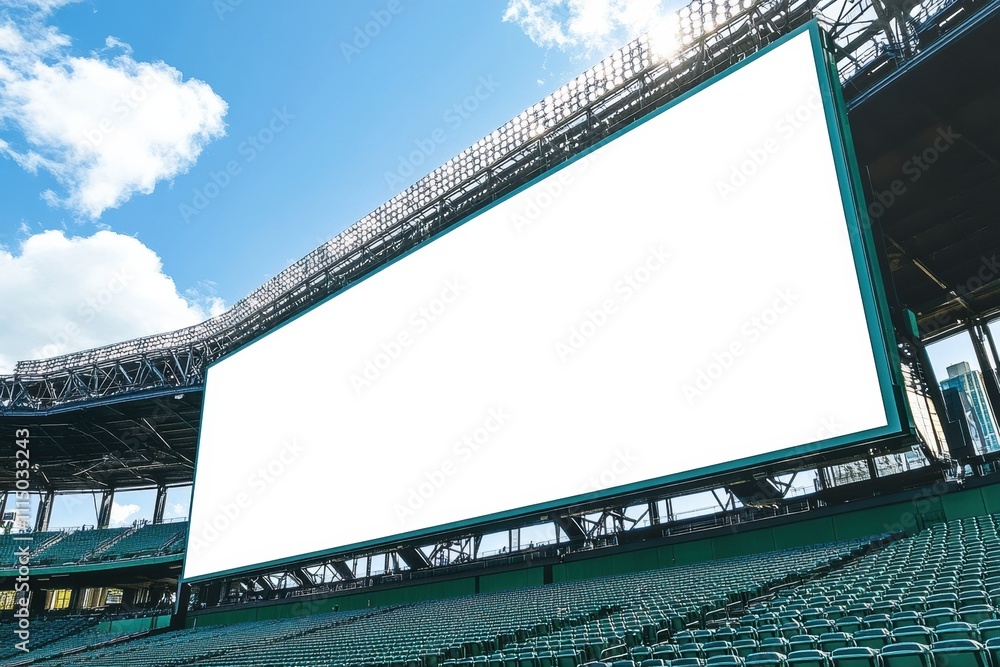 Blank Stadium Jumbotron: A massive blank jumbotron screen in a bustling ...