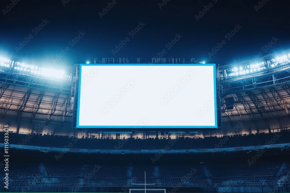 Stadium Jumbotron Mockup: Night Game Atmosphere Stock Illustration ...