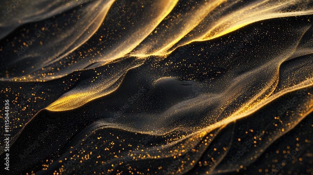 black space, illusion, flowing light, golden sand, golden thread ...