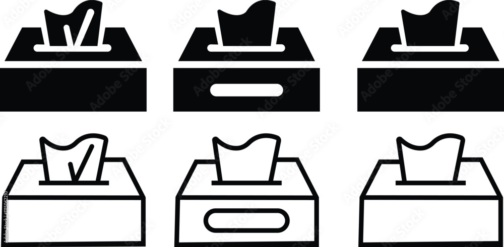 Tissue box Icon set, Visual representation of box tissues including ...