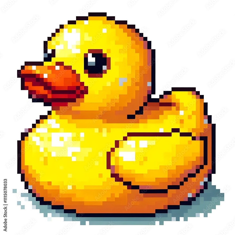 흰 배경, 러버덕, 픽셀아트, jpeg (white background, Rubber duck, pixel art, jpeg) Stock Illustration ...