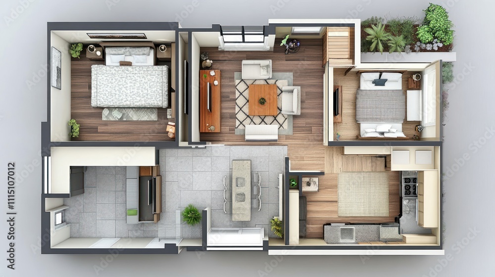 A budget-friendly 3D small house design with flexible room layouts and ...