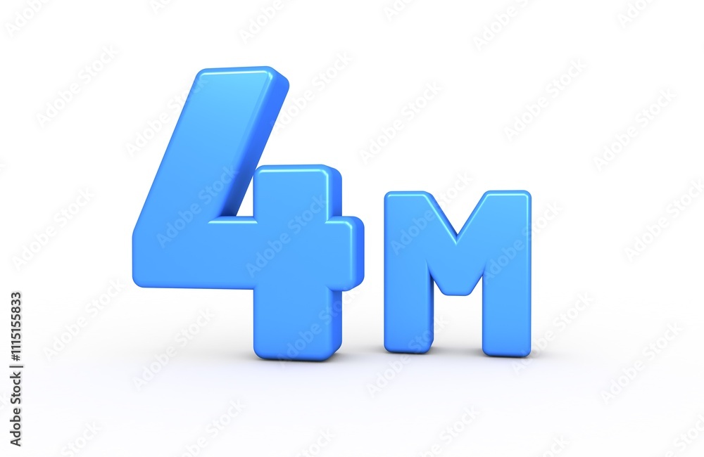 4M 3D illustration isolated with Blue Color on white background 3D 10 ...