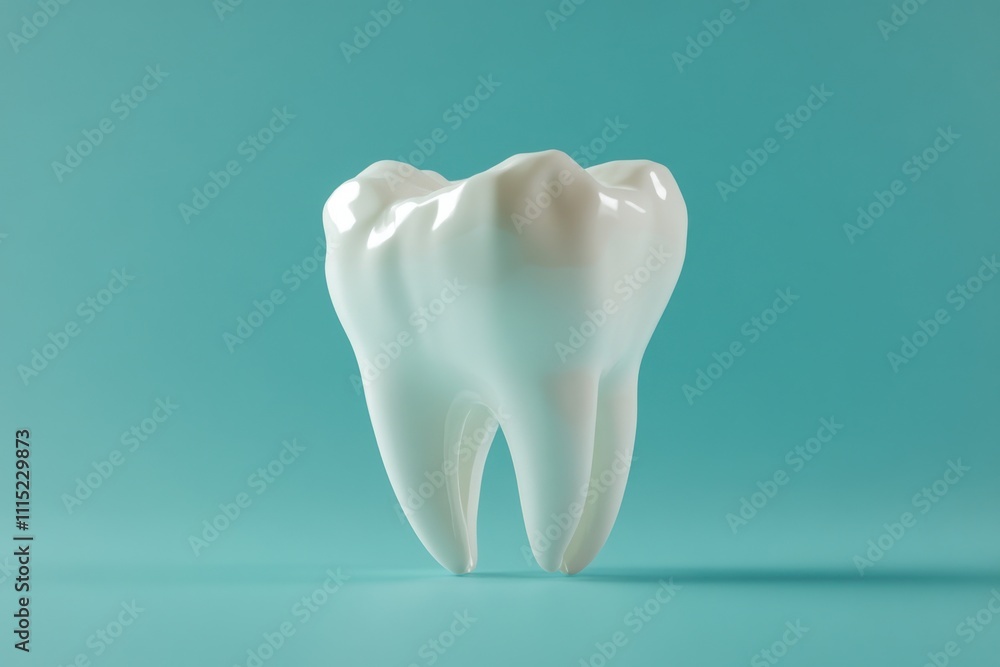 Hyper-realistic giant molar tooth pristine white enamel glossy surface ...