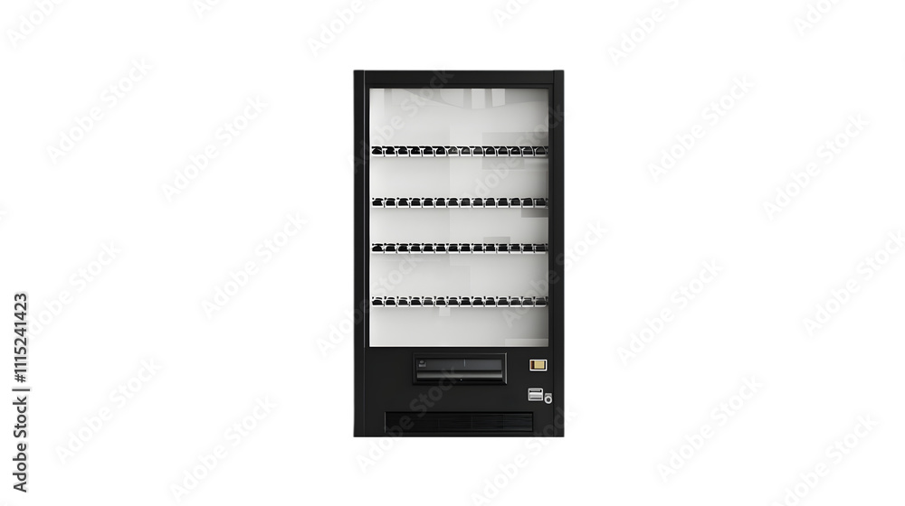 Blank black and white vending machine mockup, front view isolated on a ...