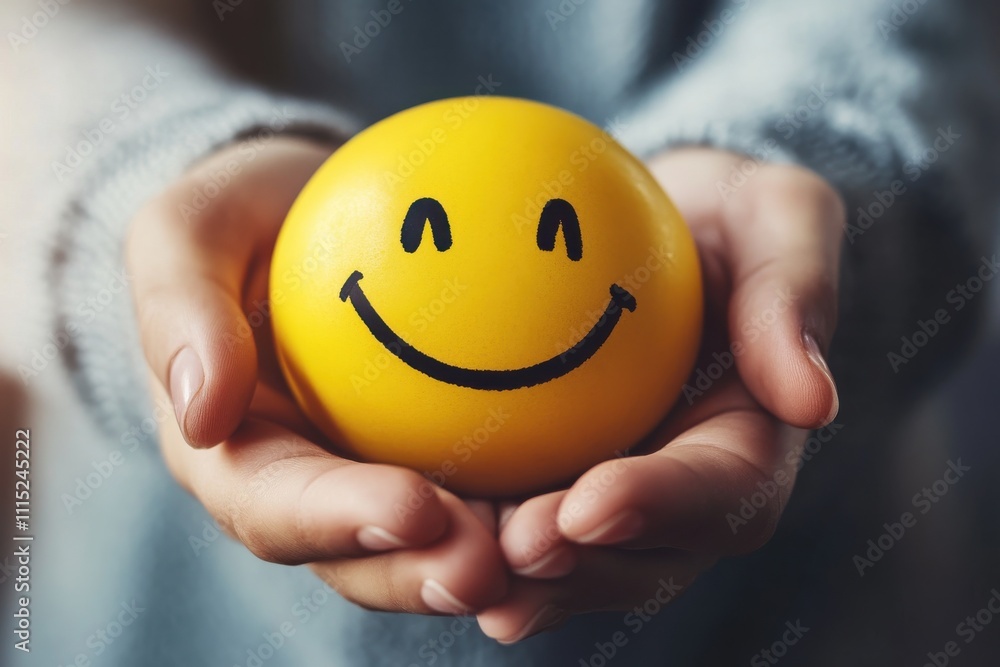 Yellow smiley face emoticons hands holding emoji close-up photography ...