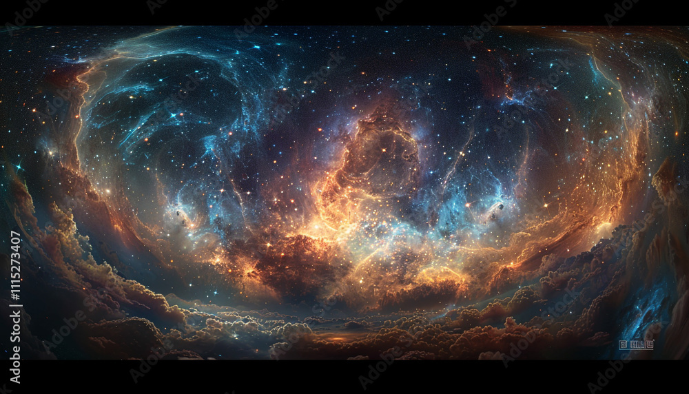 Mesmerizing 360-degree equirectangular space background with dynamic ...