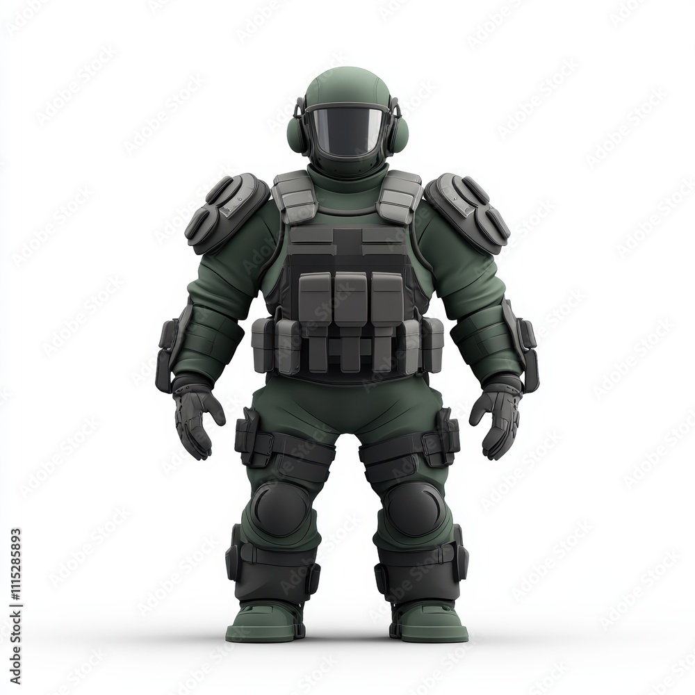 Full-body armor designed for bomb disposal units, isolated on white ...