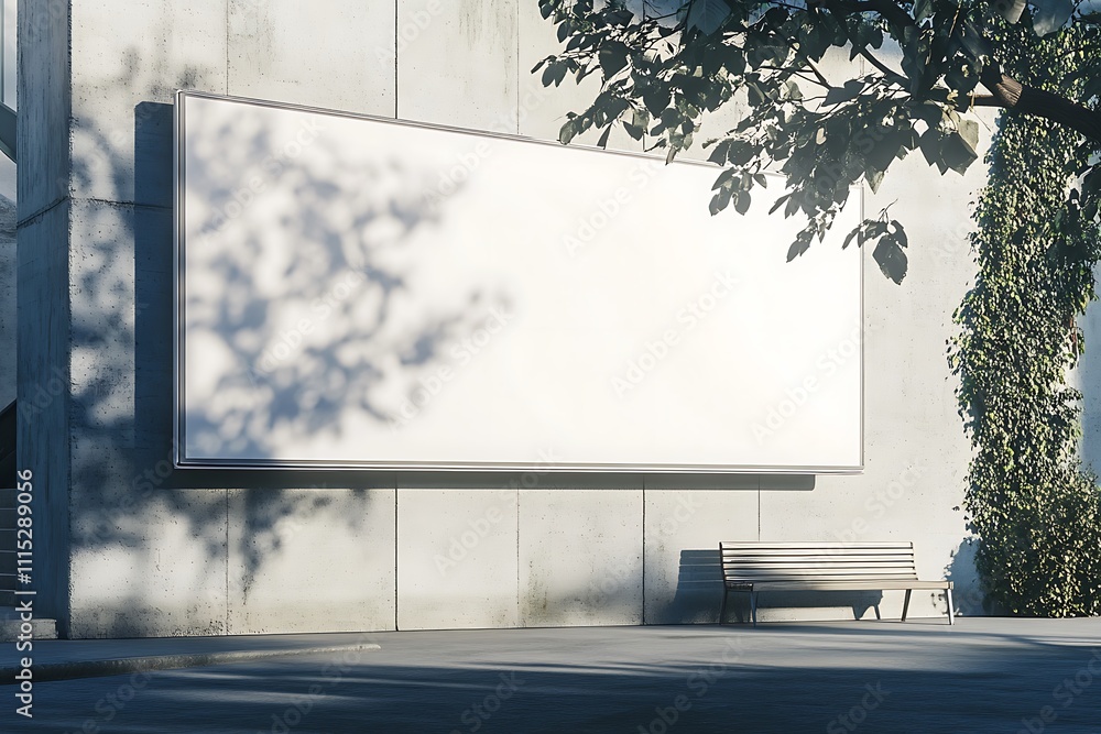 Blank billboard sign mockup in the urban environment, on the facade ...